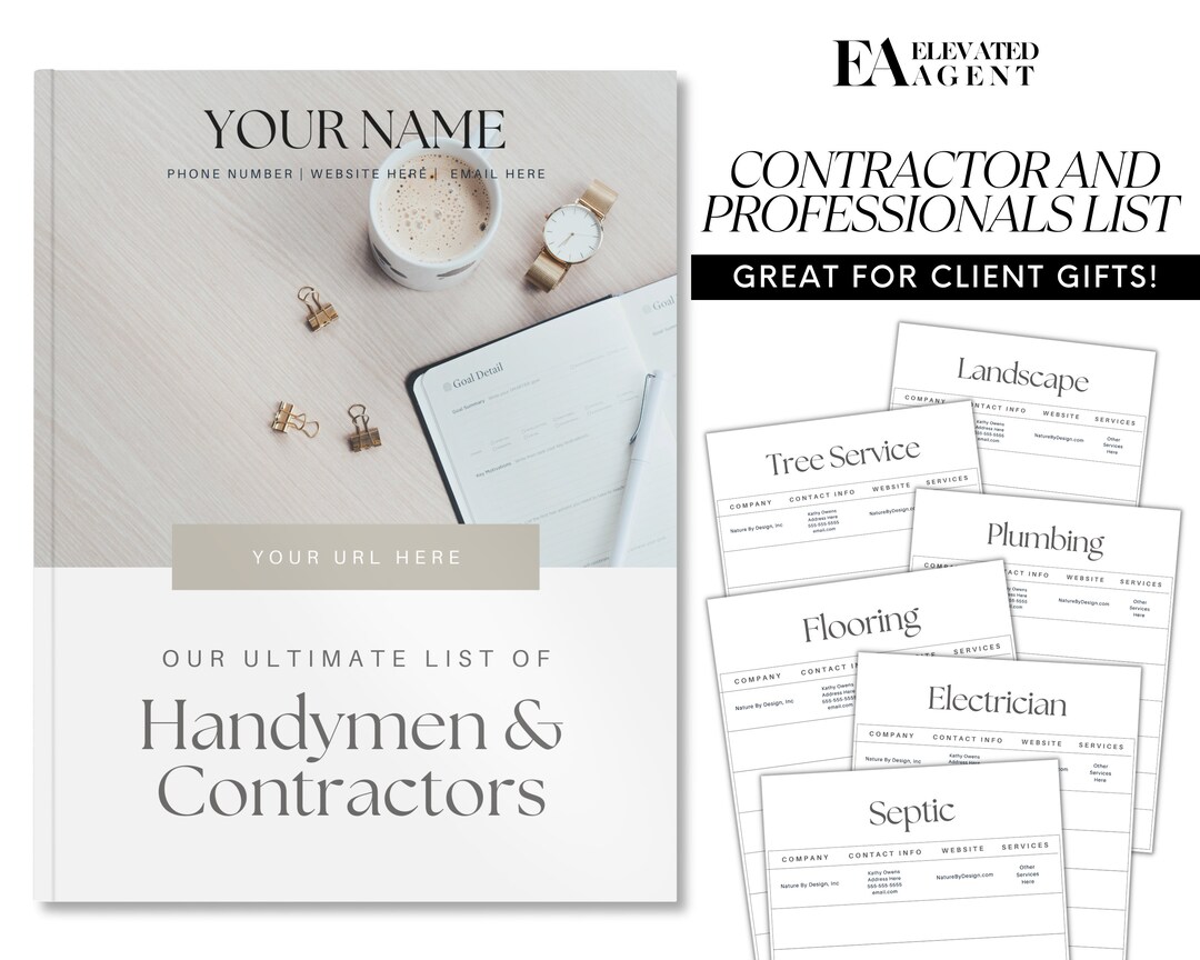 Contractor List, Professionals List, Real Estate Template, Real Estate ...