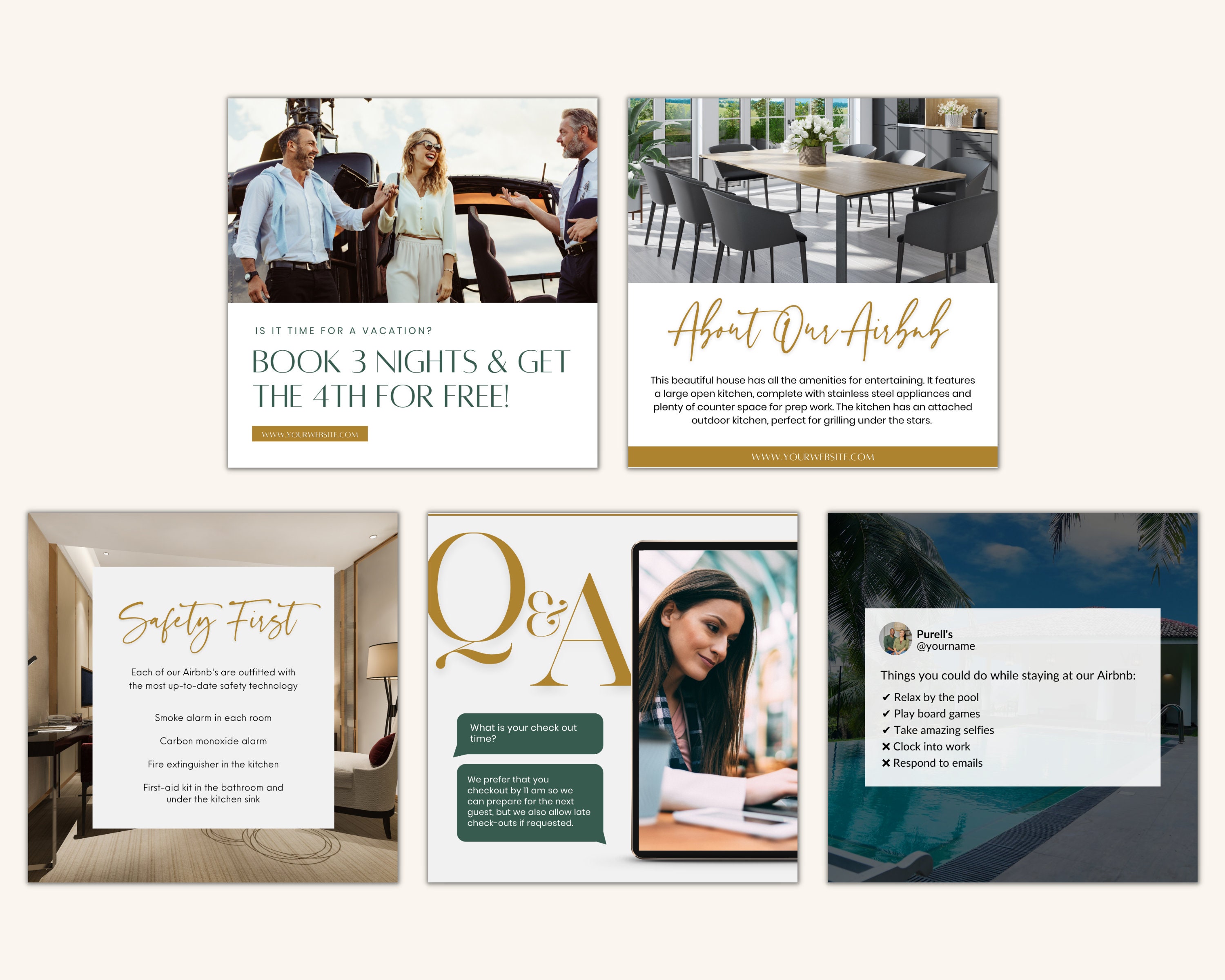 Airbnb Social Media Posts: Vacation Rental Templates (canva) - Etsy