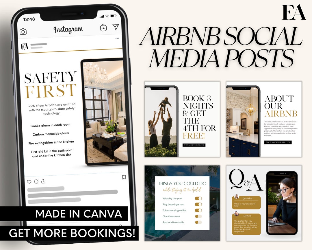 Editable Airbnb Instagram Templates, Vacation Rental VRBO Posts - Etsy