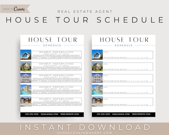 Real Estate Flyer Home Tour Schedule Realtor Flyer Real - Etsy