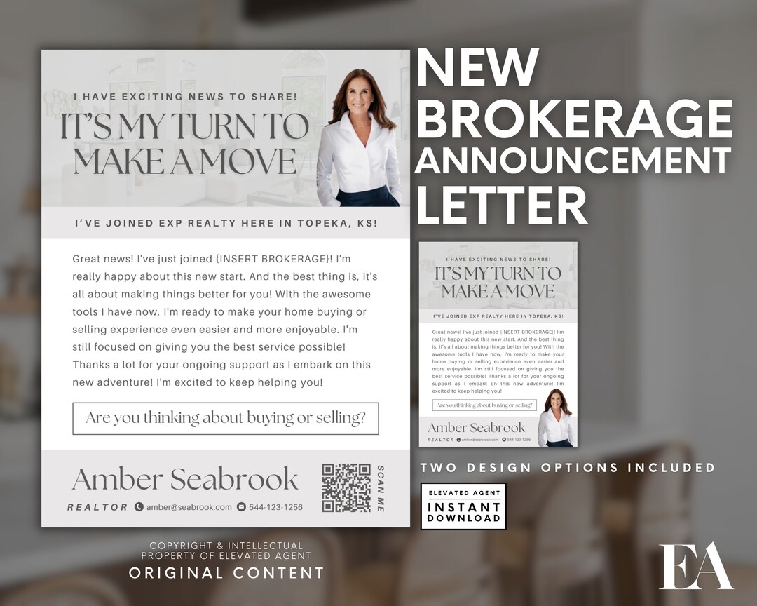 New Brokerage Announcement Letter, Real Estate Broker, Realtor ...