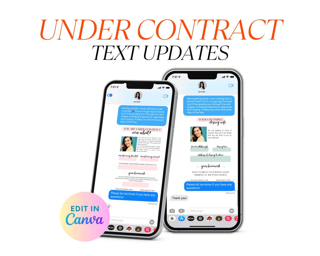 Real Estate Under Contract Text Update Template (canva) - Etsy UK