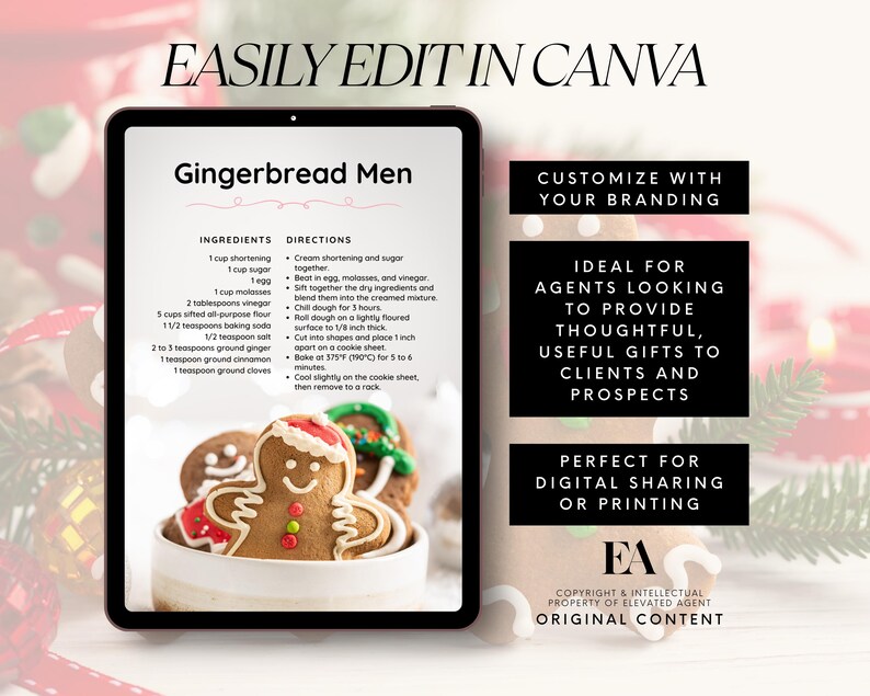 Holiday Cookie Cookbook Template - Realtor Recipe - Etsy