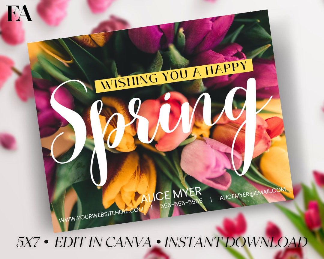 Real Estate Hello Spring Postcard, Realtor Spring Card, Realtor Farming ...