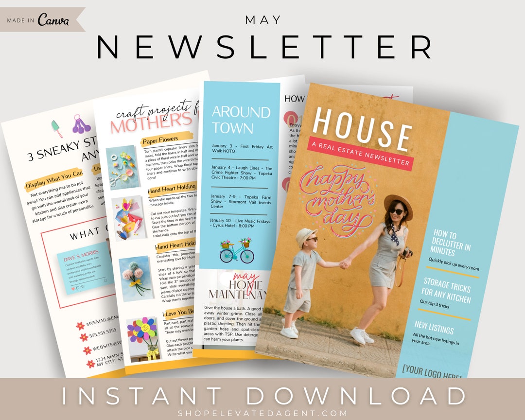 Real Estate Newsletter, May Newsletter, Mothers Day Newsletter, Real ...