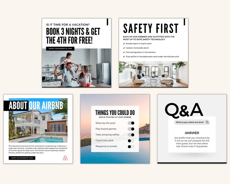 Airbnb Social Media Posts Airbnb Templates Vacation Rental - Etsy