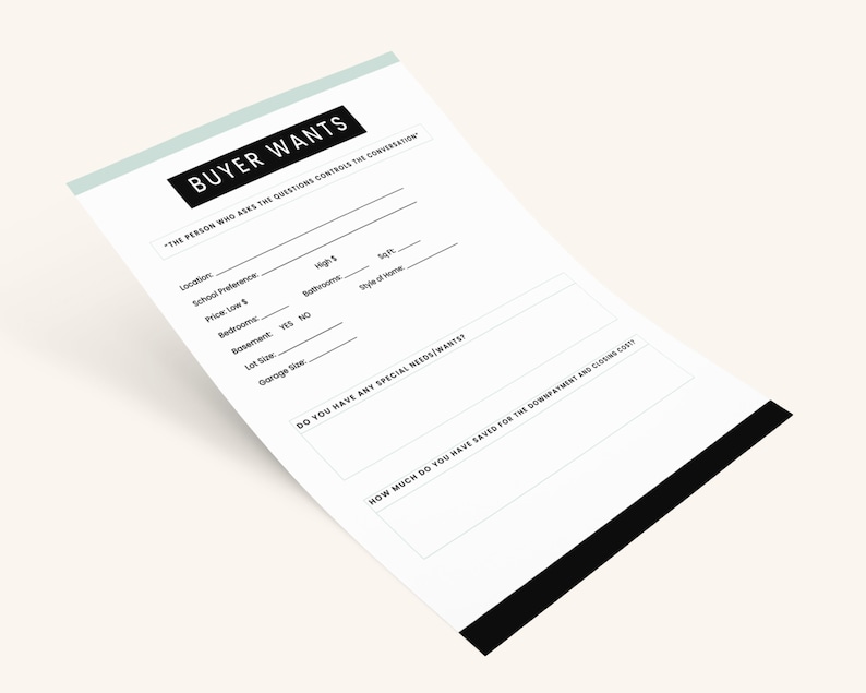 Seller Questionnaire, Buyer Questionnaire, Real Estate Template, Real ...