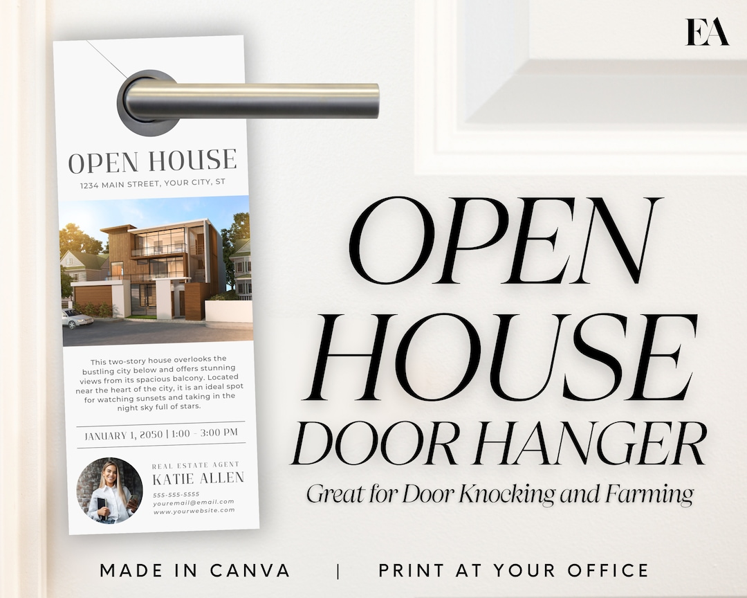 Open House Real Estate Door Hanger Flyer Realtor Door Knocking Template ...