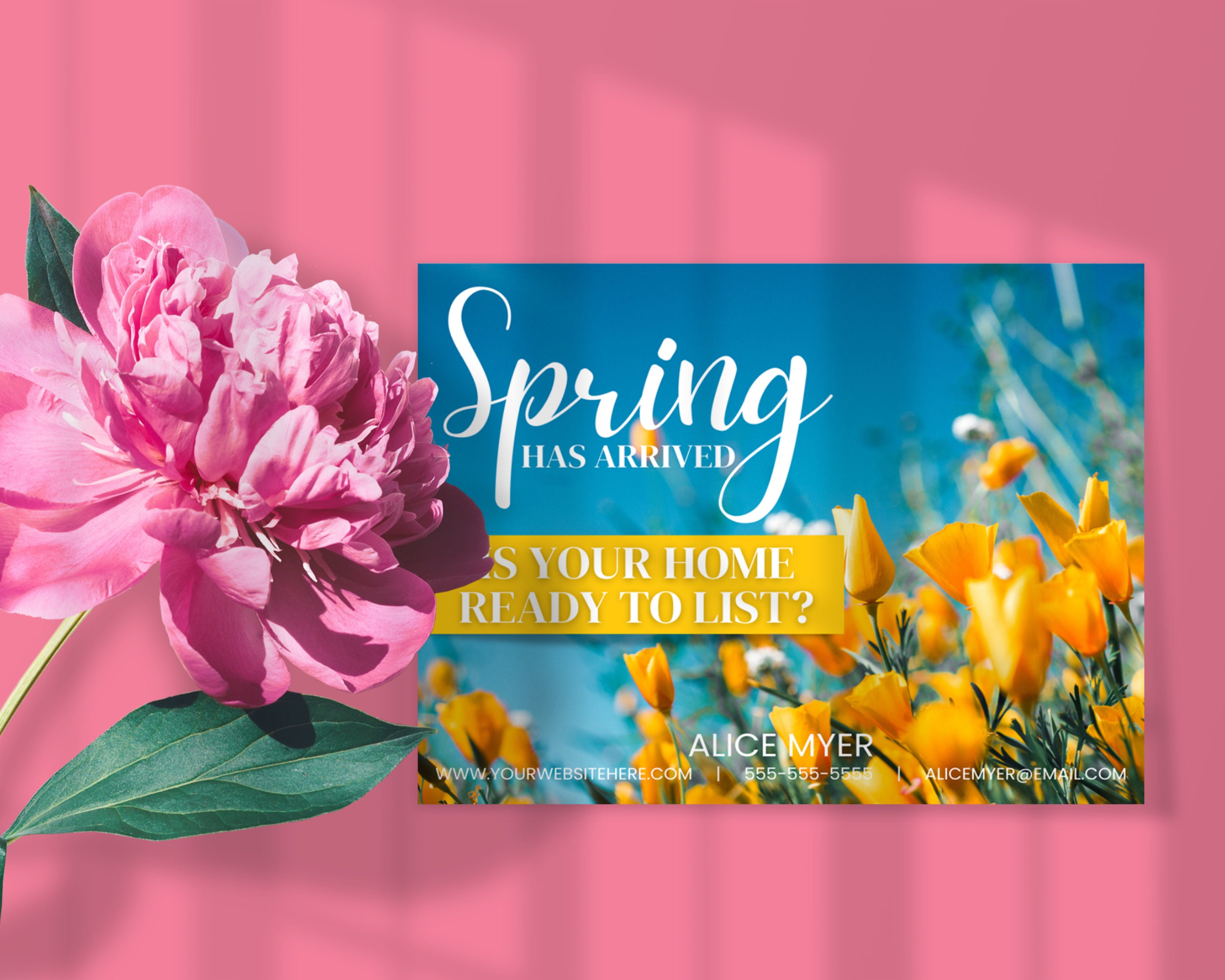 Real Estate Hello Spring Postcard, Realtor Spring Card, Realtor Farming ...