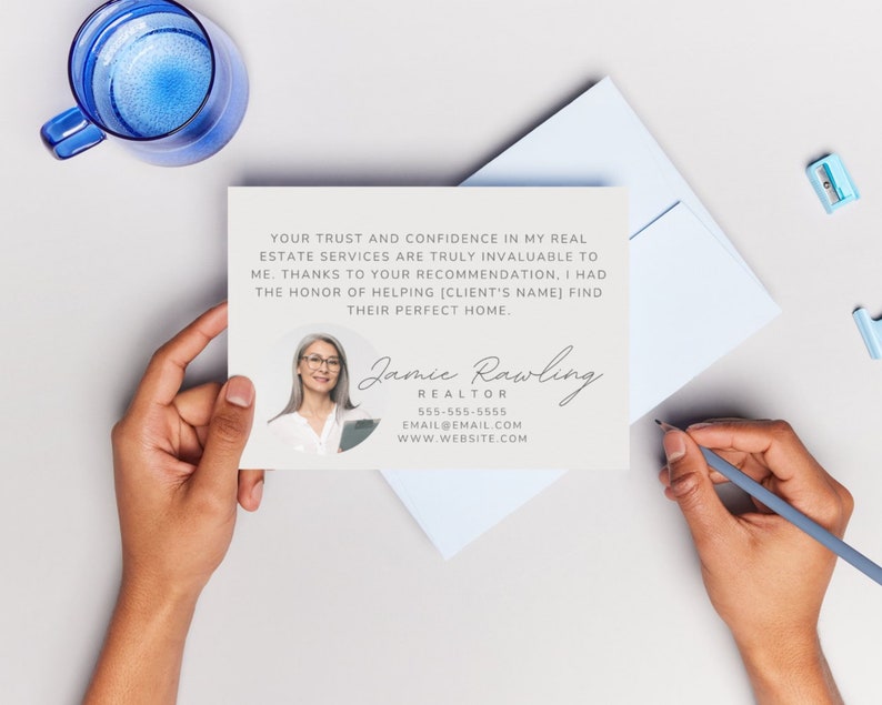 Real Estate Client Referral Folded Thank You Card, Agent Referral Card ...