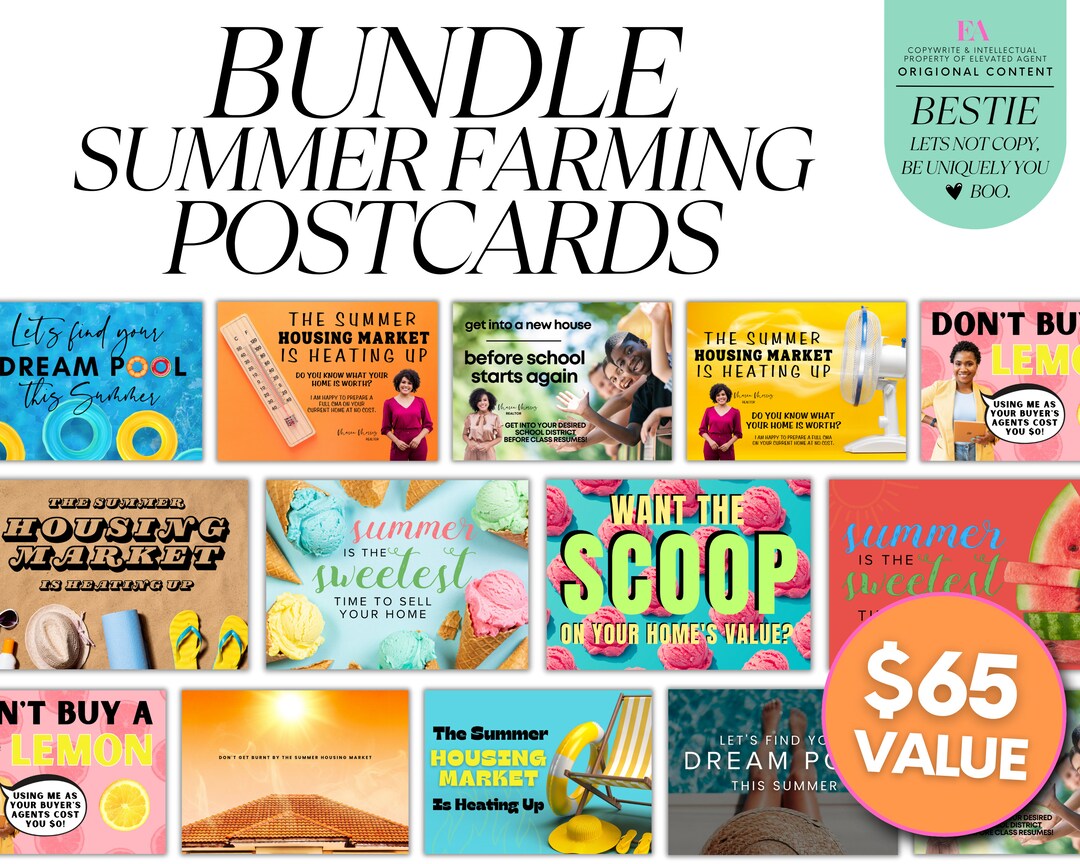 Real Estate Postcard Bundle for Summer Farming Postcard Bundle for Real ...