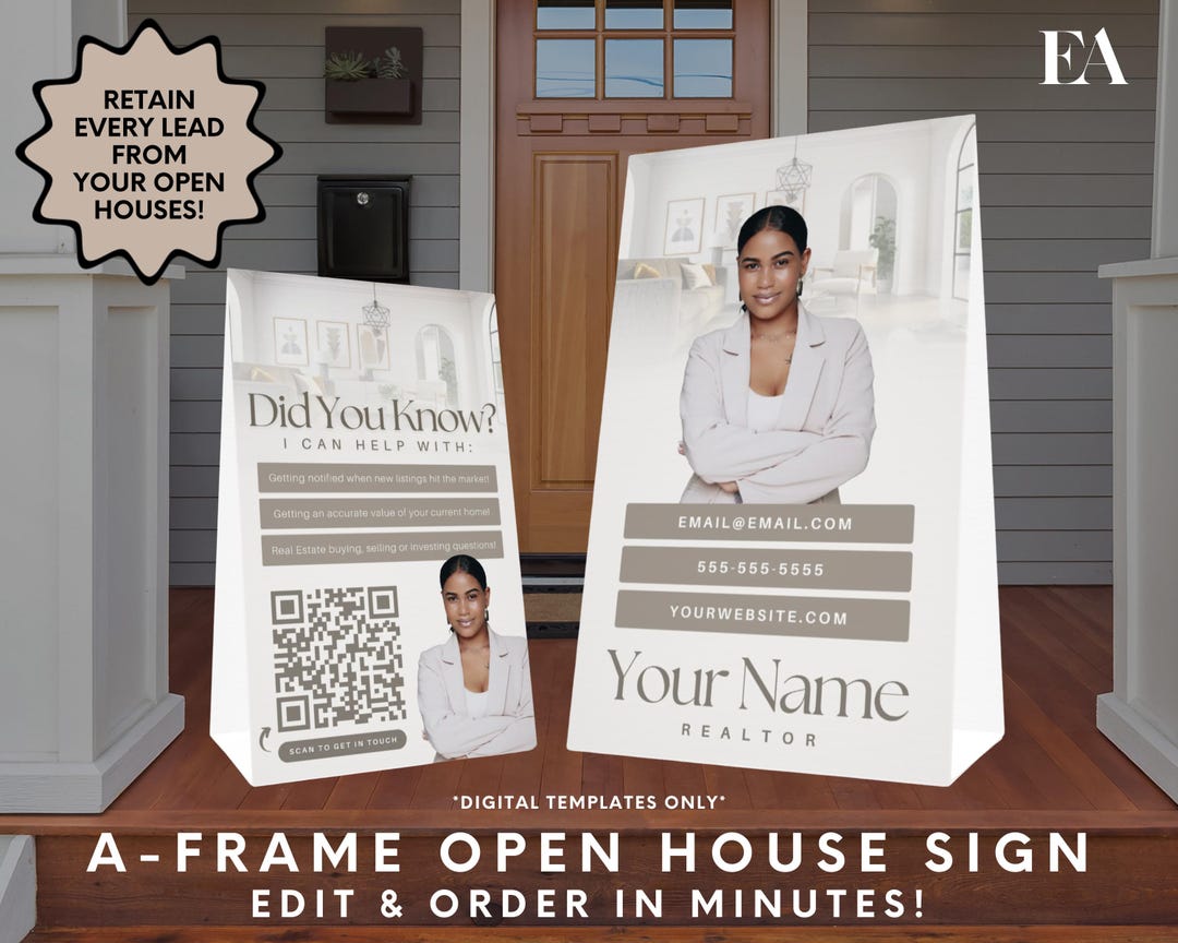 Real Estate Open House A-frame Sign, Realtor Marketing, Open House Sign ...