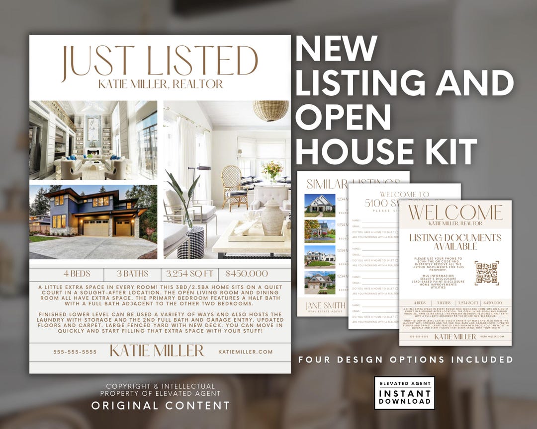 Real Estate New Listing and Open House Kit, Real Estate Template ...