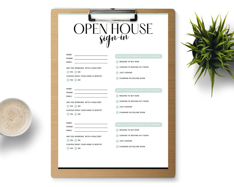 Editable Open House Sign in Sheet Realtor Open House Form - Etsy