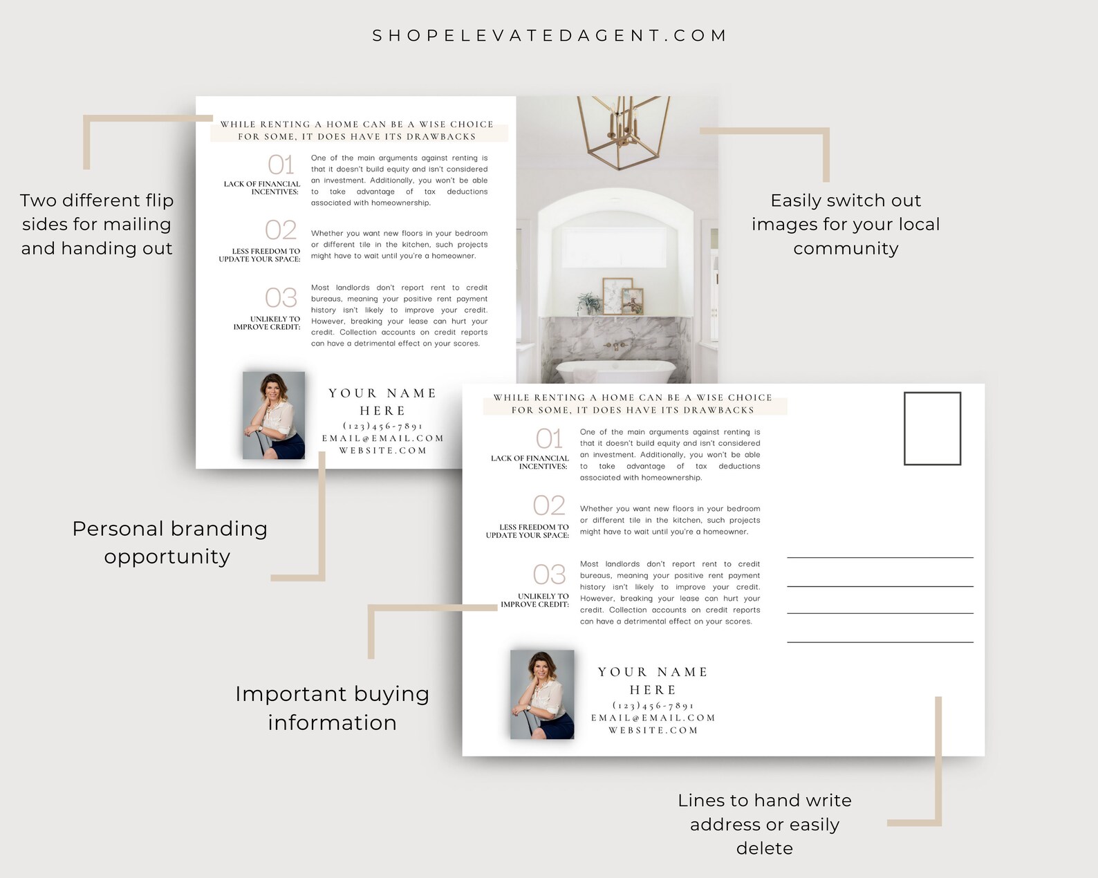 Real Estate Postcard Buying Vs. Renting Real Estate - Etsy