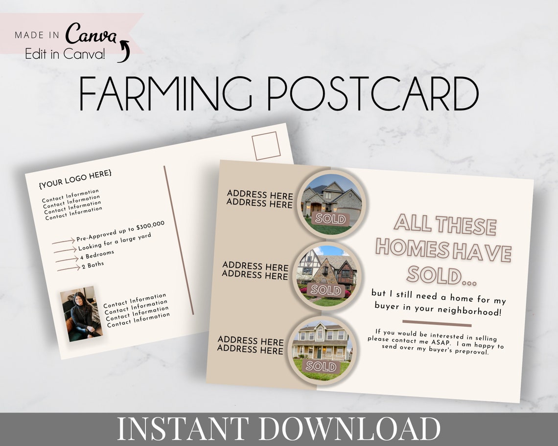 Real Estate Farming Postcard realtor Postcard to Mail to - Etsy