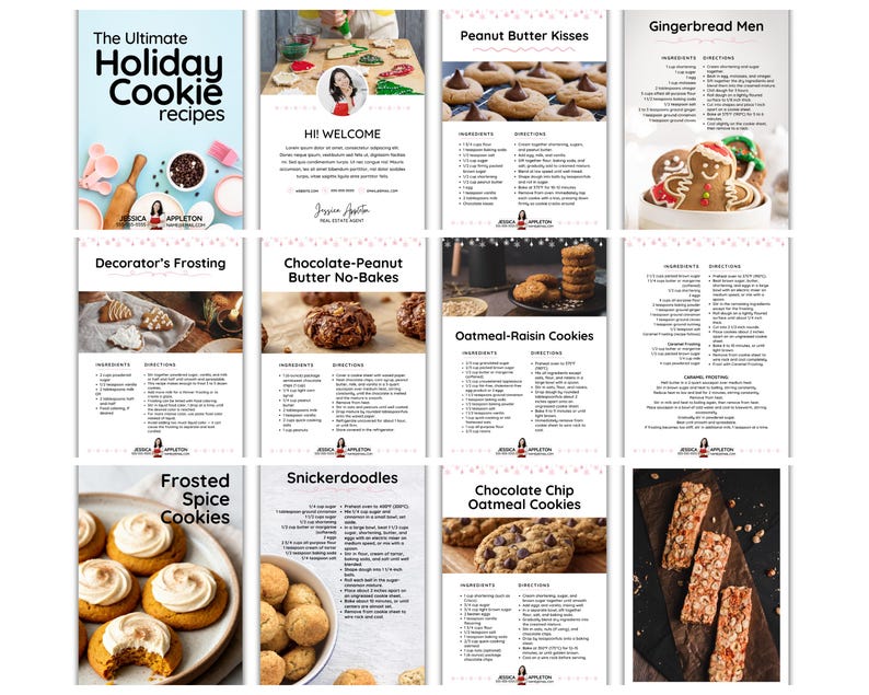 Holiday Cookie Cookbook Template - Realtor Recipe - Etsy