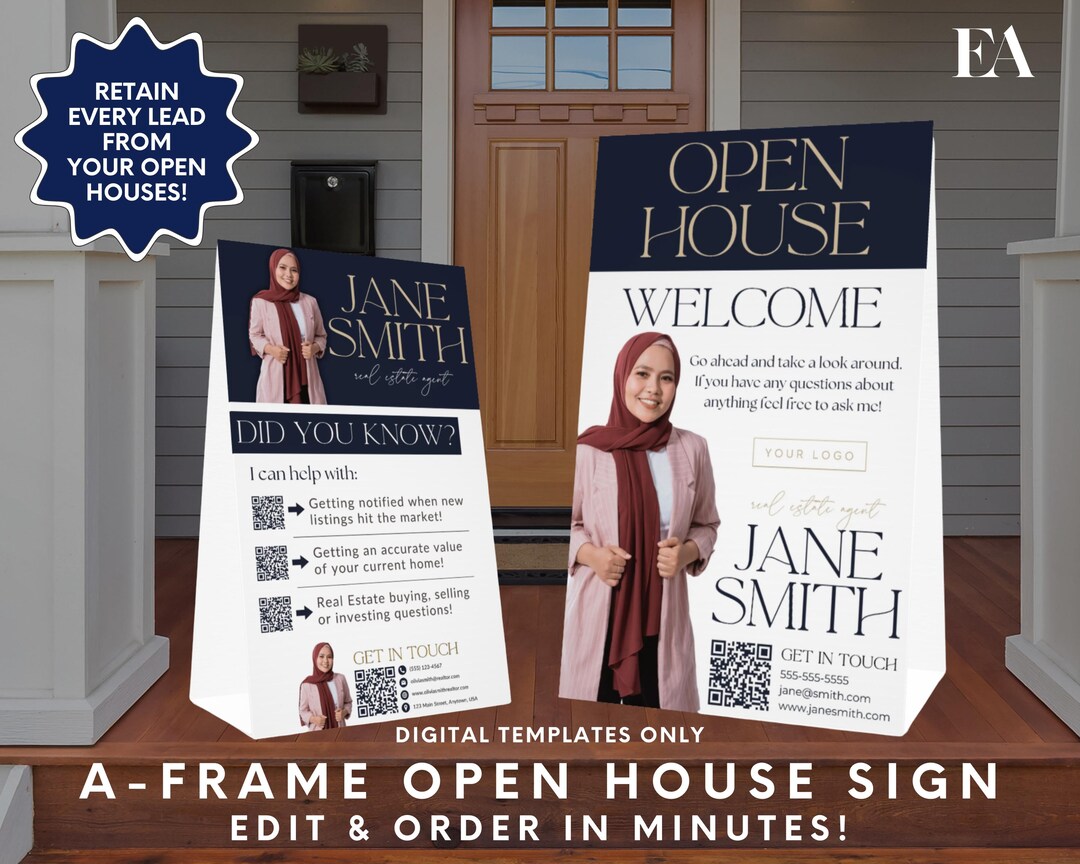 Real Estate Open House A-frame Sign, Realtor Marketing, Open House Sign ...