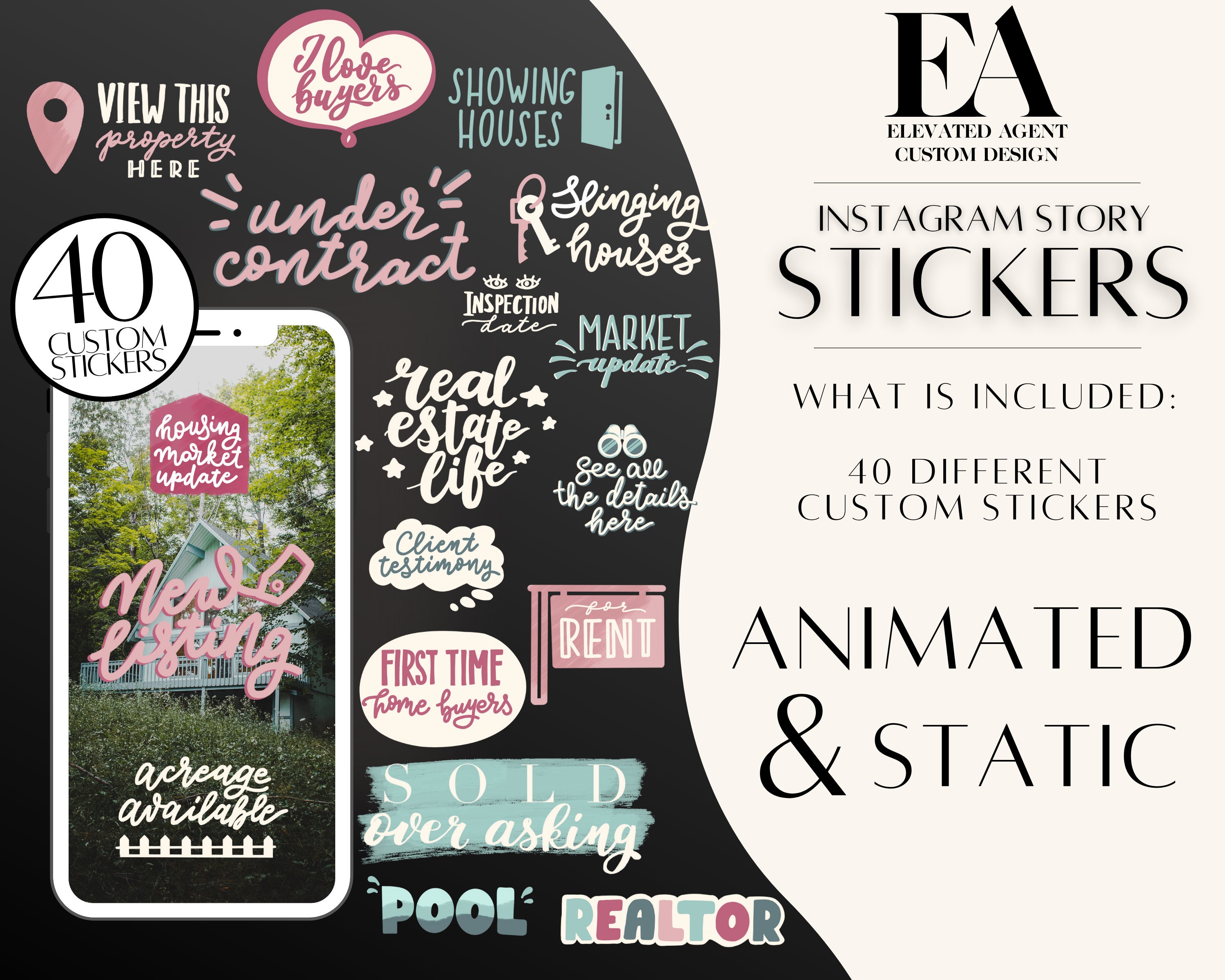 Real Estate Instagram Stickers, Real Estate Template, Realtor Stickers ...