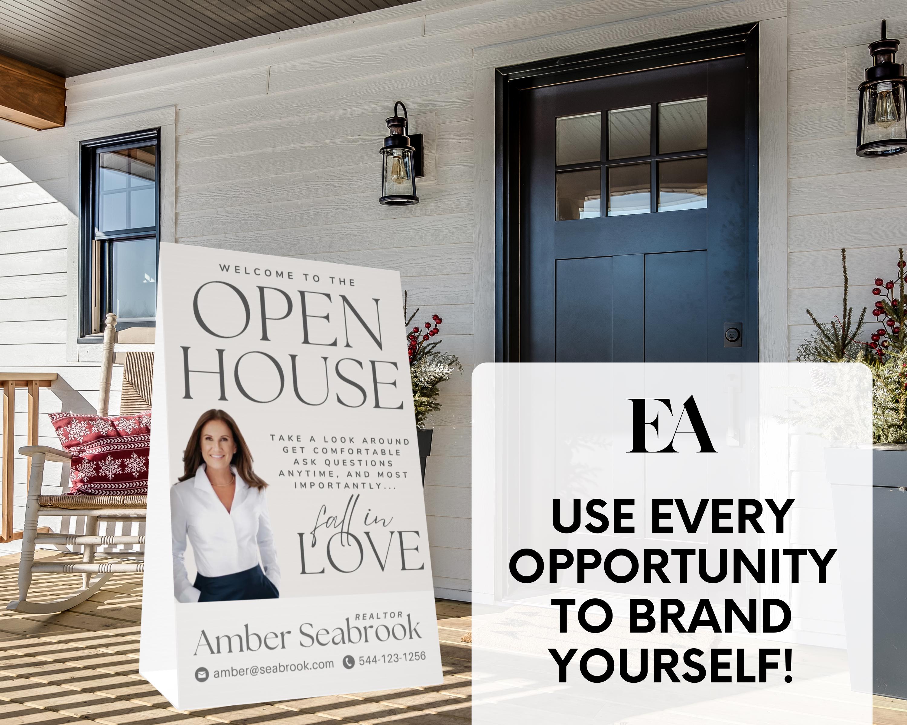 Real Estate Open House A-frame Sign: Realtor Marketing Template (canva ...