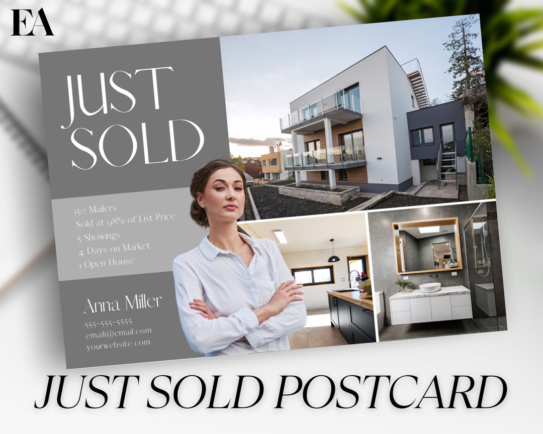 Just Sold Postcard for Real Estate Agents Real Estate Postcard Template ...