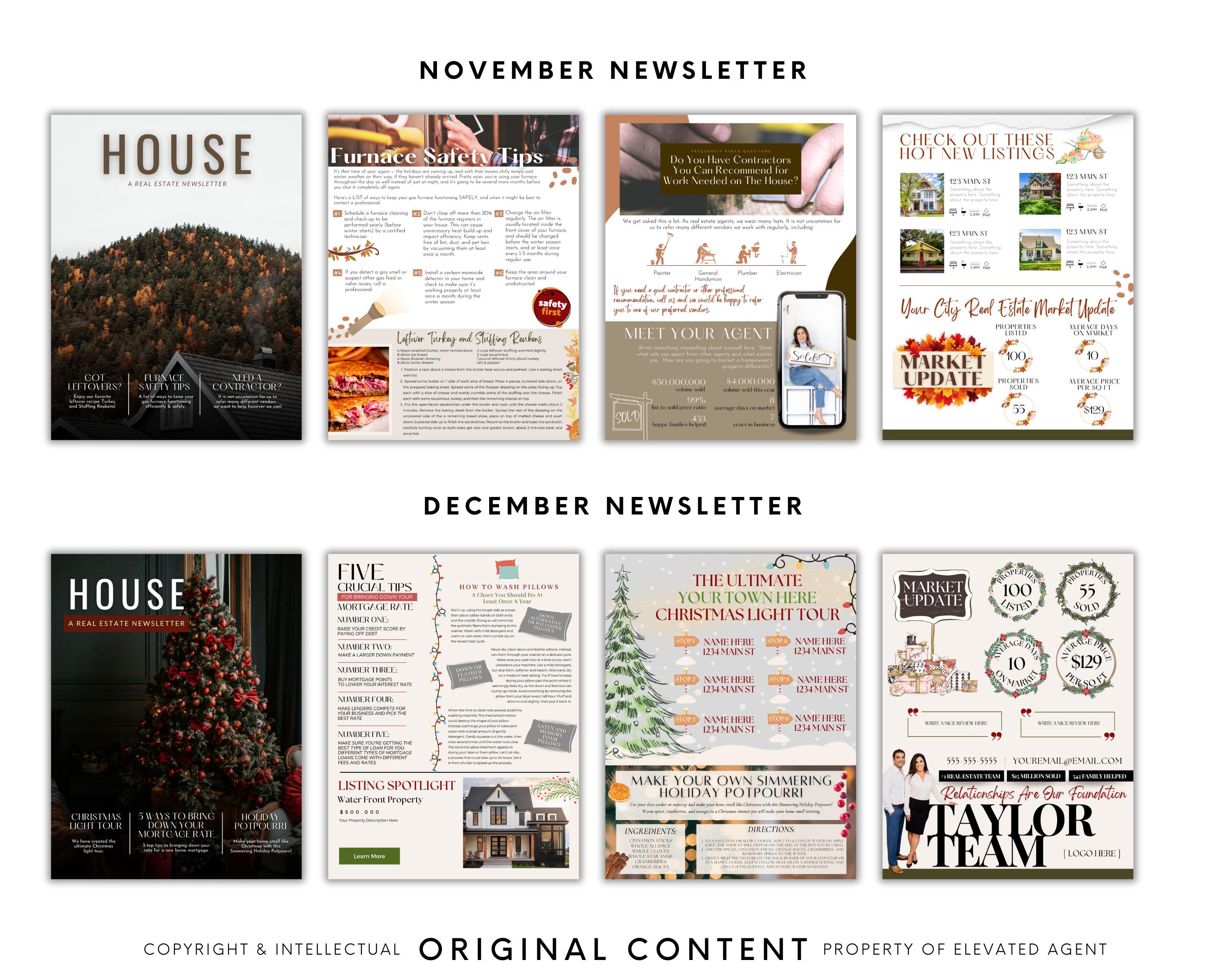 Real Estate Monthly Newsletter Bundle Real Estate Mailer Monthly ...