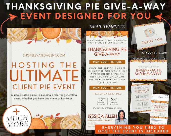 Realtor Pie Giveaway Postcard, Fall Real Estate Card, Realtor Marketing ...