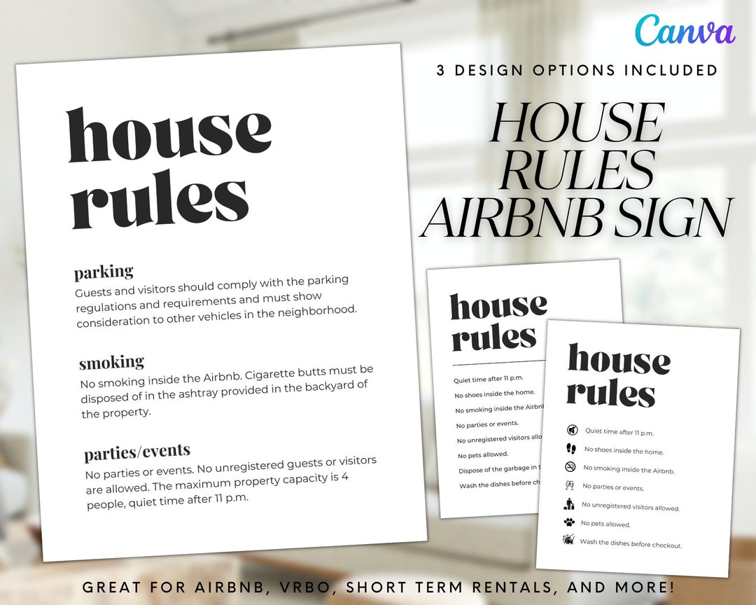 Airbnb Sign Template, Editable Airbnb Signs, House Rules Sign, VRBO ...