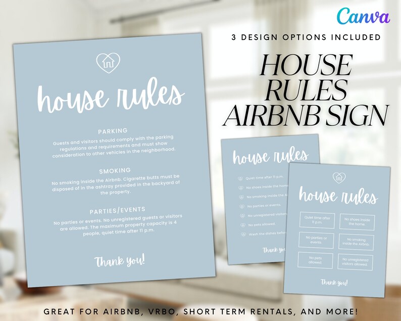 Airbnb Sign Template Editable Airbnb Signs House Rules Sign - Etsy