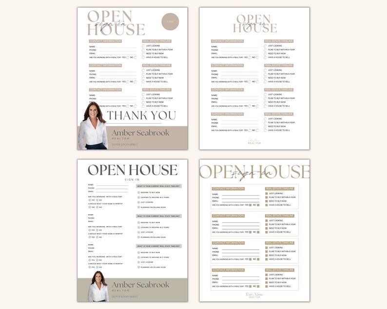 Open House Sign in Sheet, Editable Canva Template, Real Estate Open ...
