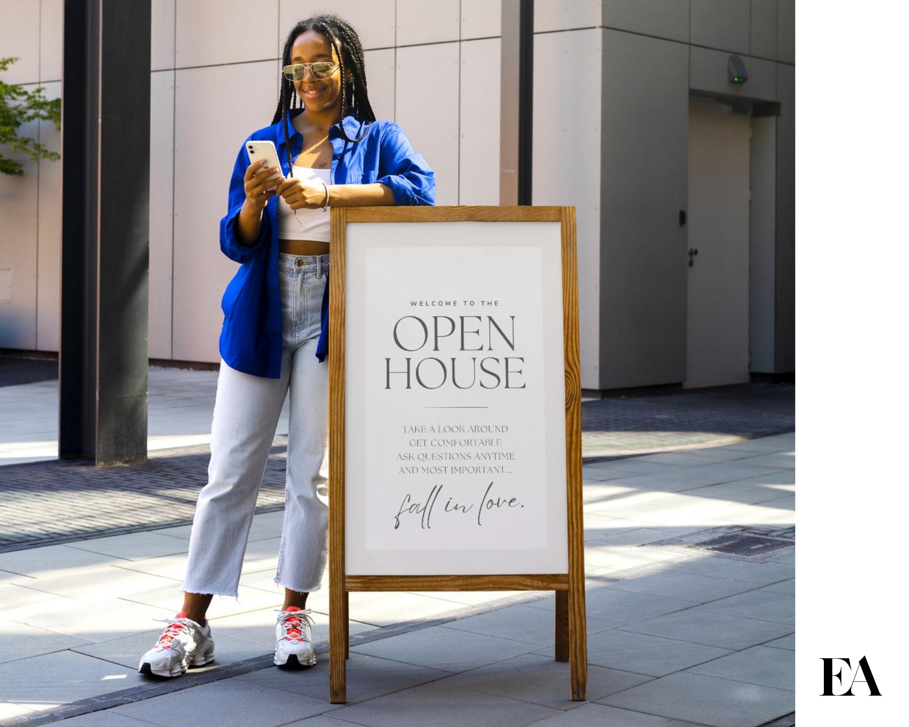 Real Estate Open House A-frame Sign: Realtor Marketing Template (canva ...