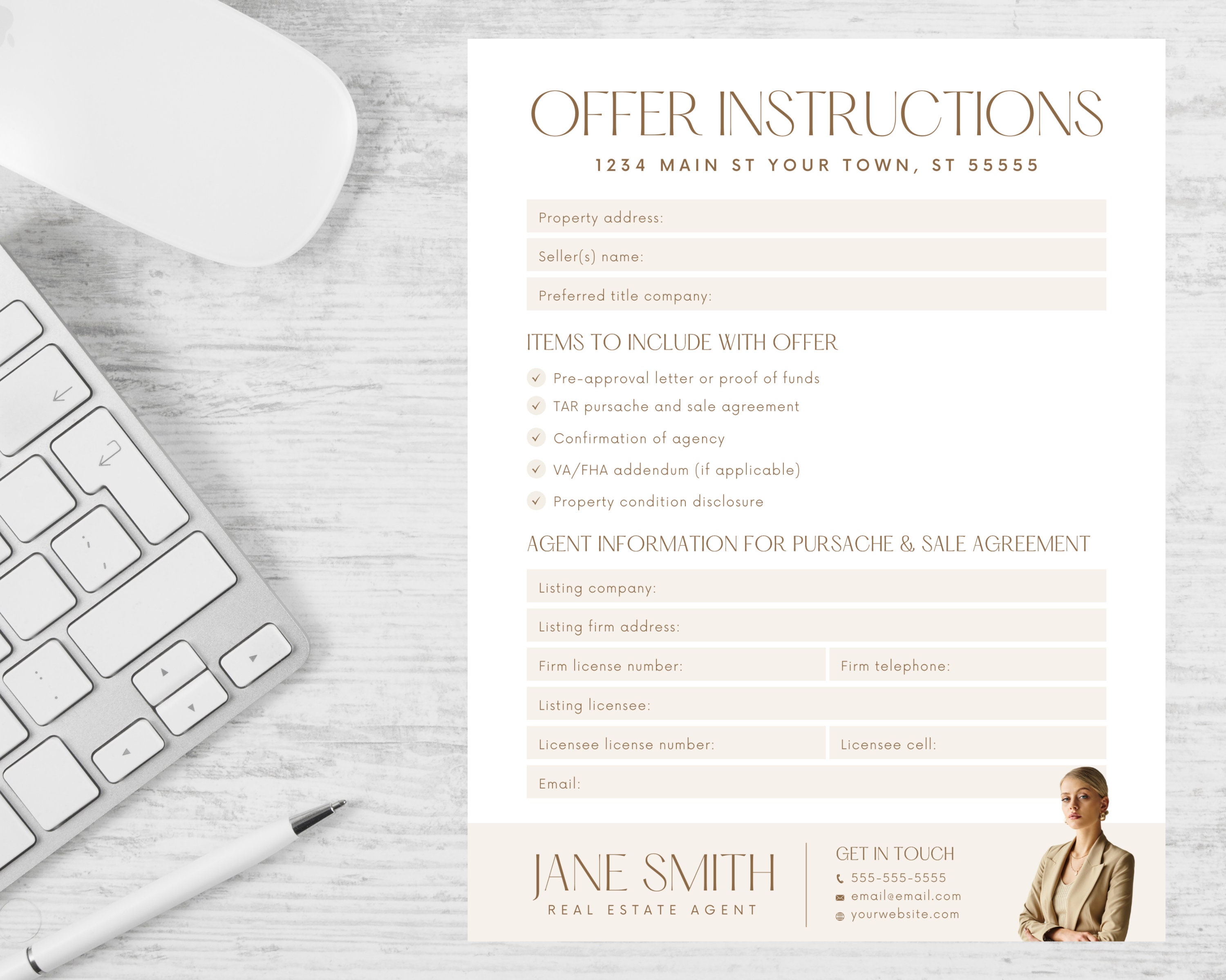 Real Estate Offer Instructions, Realtor Marketing, Real Estate Offer ...