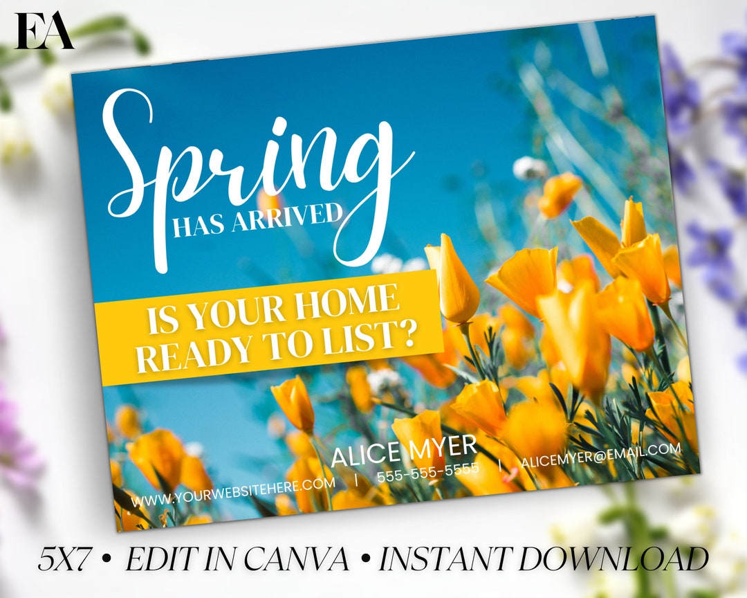 Real Estate Hello Spring Postcard, Realtor Spring Card, Realtor Farming ...