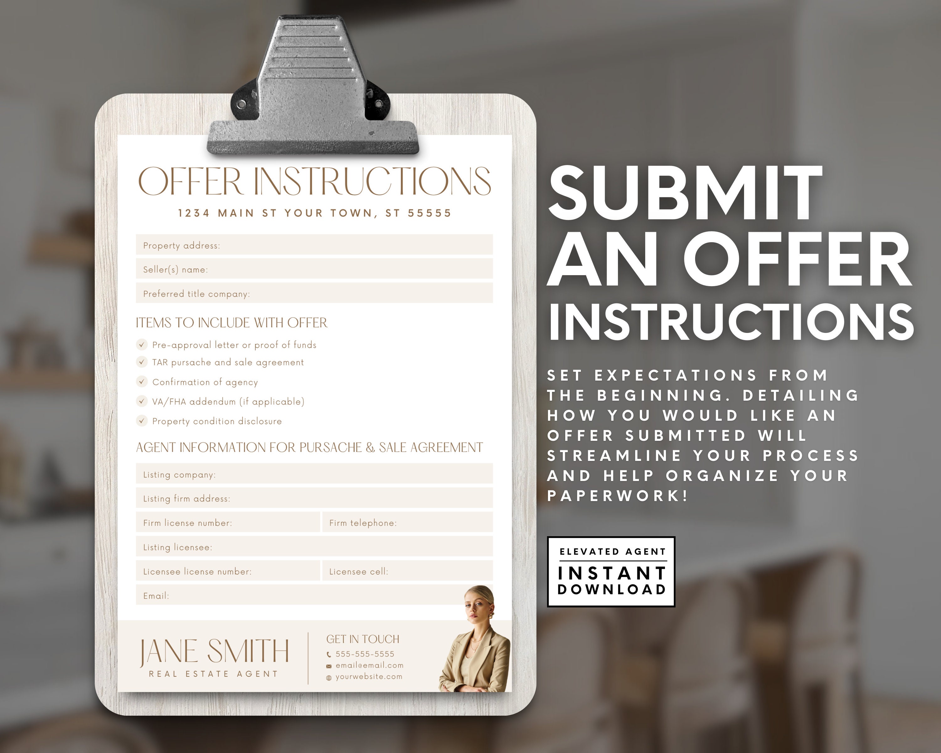 Real Estate Offer Instructions, Realtor Marketing, Real Estate Offer ...