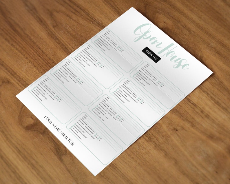 Editable Open House Sign in Sheet, Realtor Open House Form, Real Estate ...