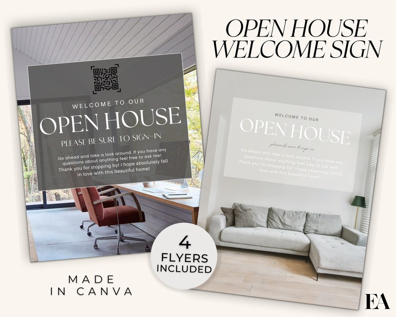 Editable Open House Sign, Real Estate Marketing (canva Template) - Etsy