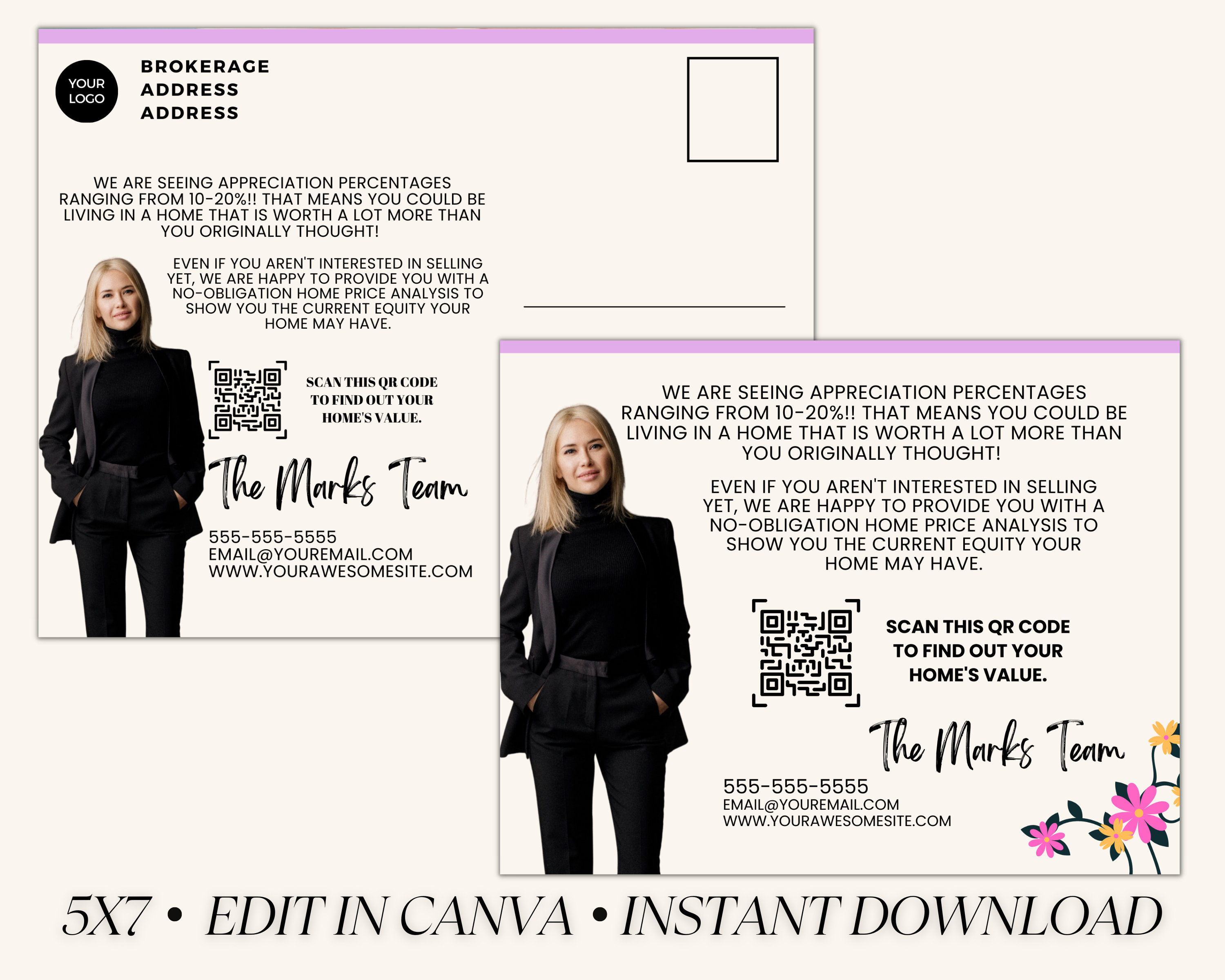 Real Estate Hello Spring Postcard, Realtor Marketing Template (instant ...