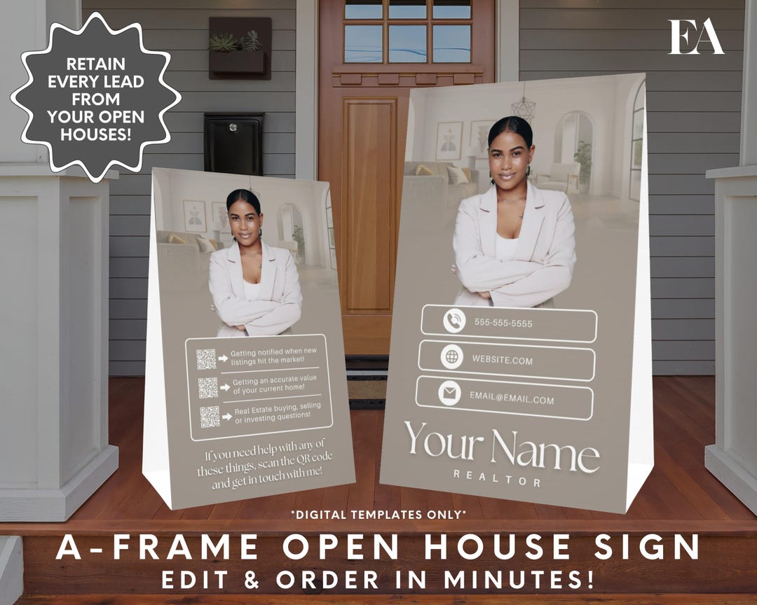 Real Estate Open House A-frame Sign Template (canva) - Etsy