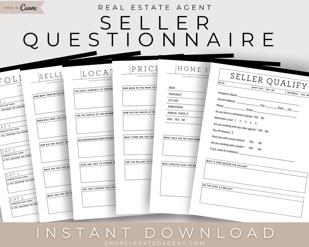 Home Seller Questionnaire New Real Estate Client Form Real Estate ...