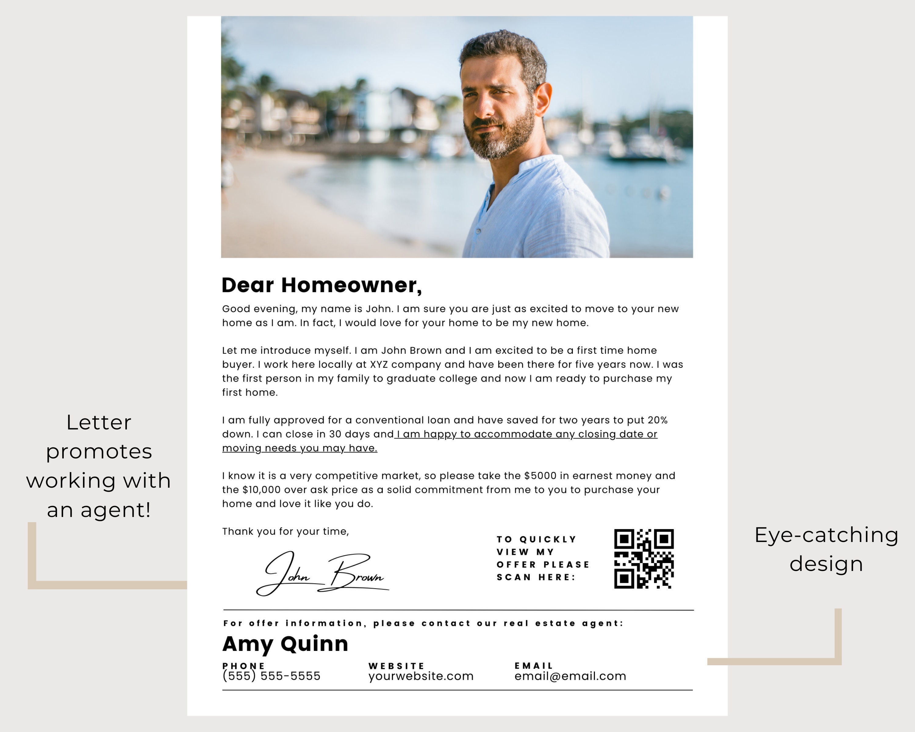 Modern Home Buyer Letter Template for Canva Home Offer | Etsy