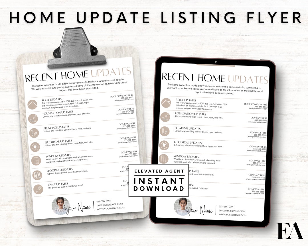 Home Update Flyer, Listing Update Flyer, Seller Home Improvement Flyer ...