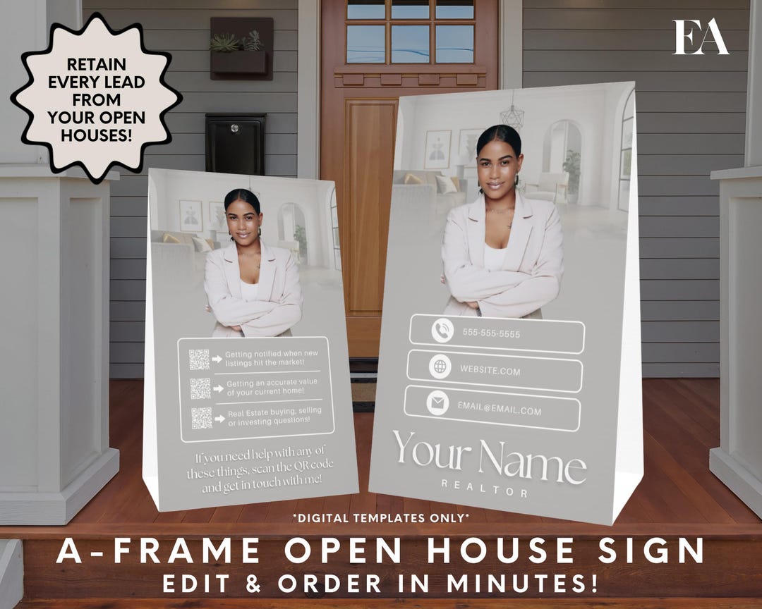 Real Estate Open House Sign, Custom Realtor Open House Sign, QR Code ...