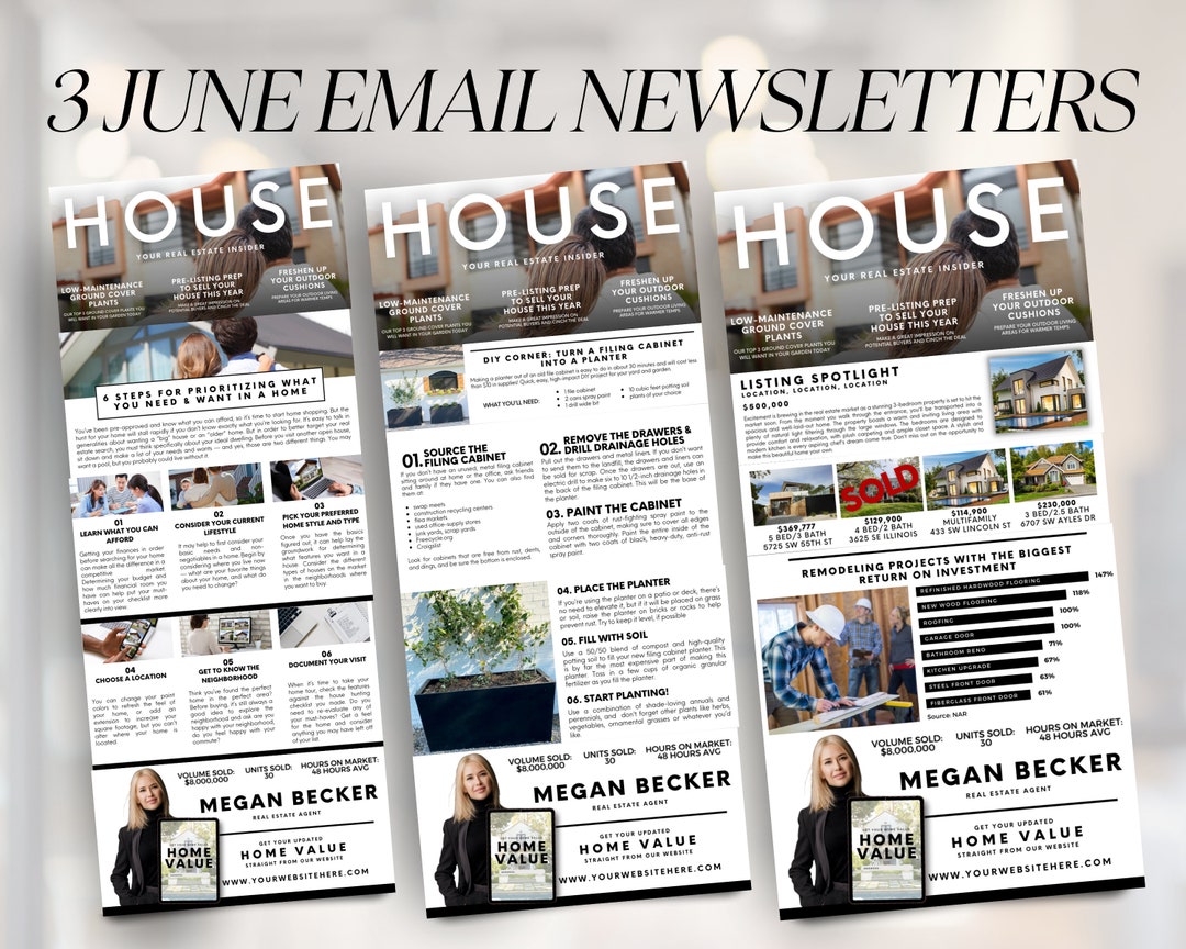 June Real Estate Newsletter Template, Canva, Farming Newsletters - Etsy