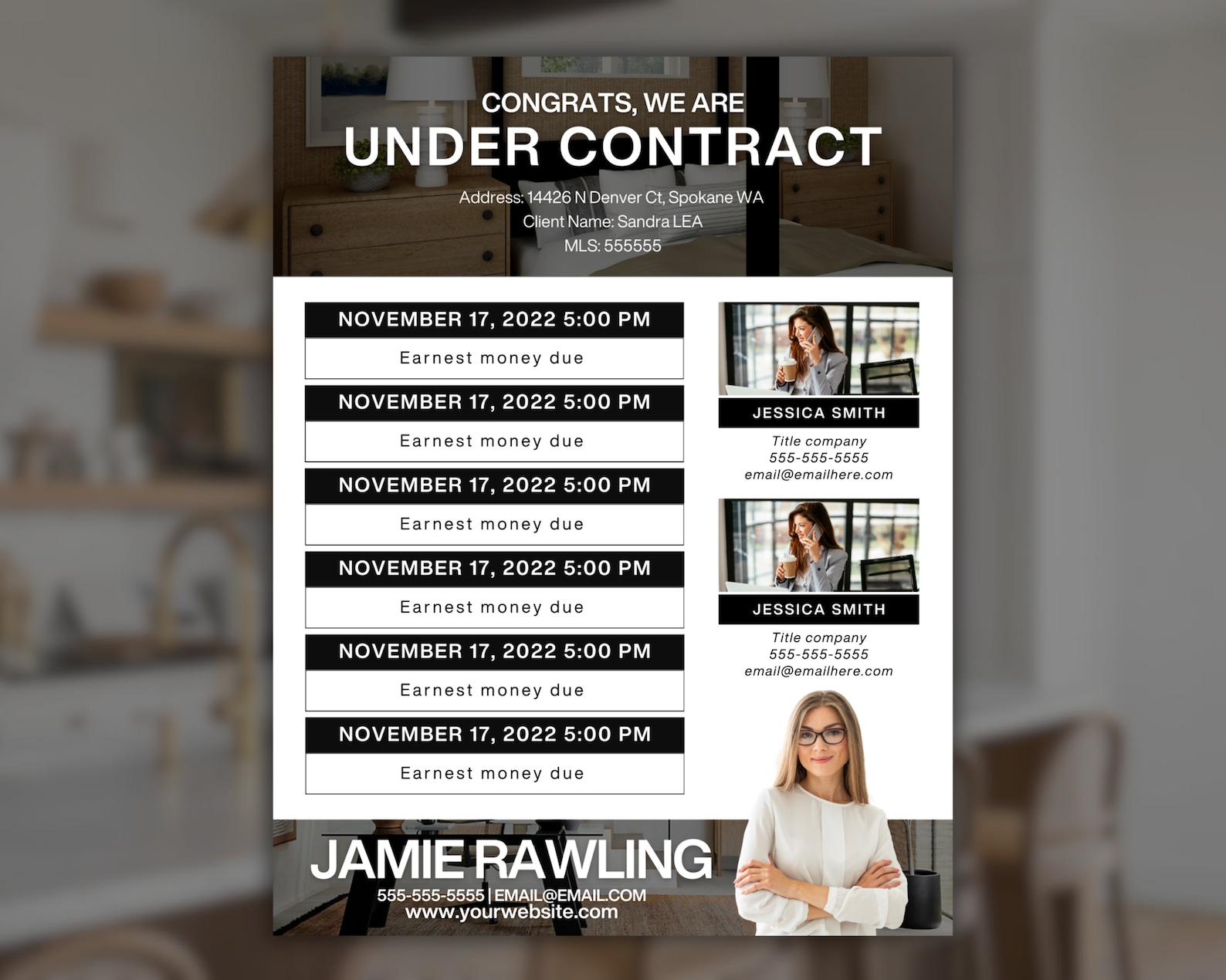 Real Estate Transaction Summary Flyer, Under Contract Timeline, Realtor ...