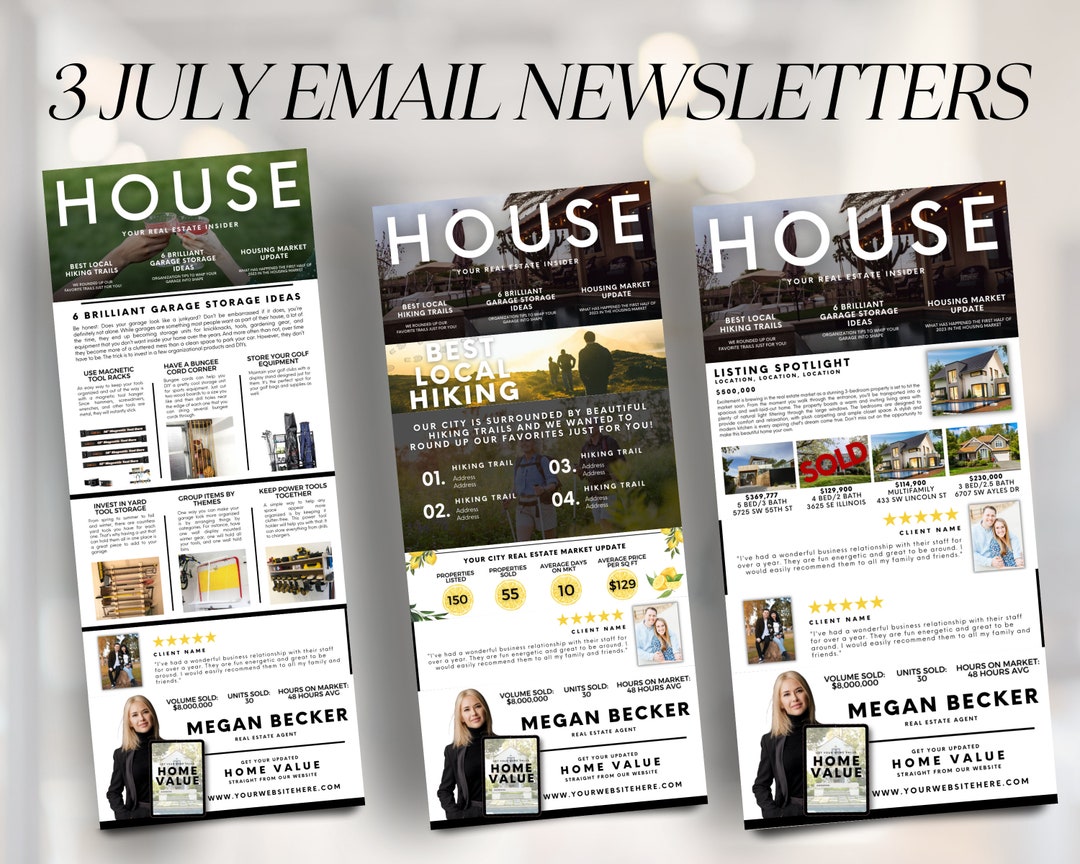 July Real Estate Email Newsletter Template, Canva Editable - Etsy