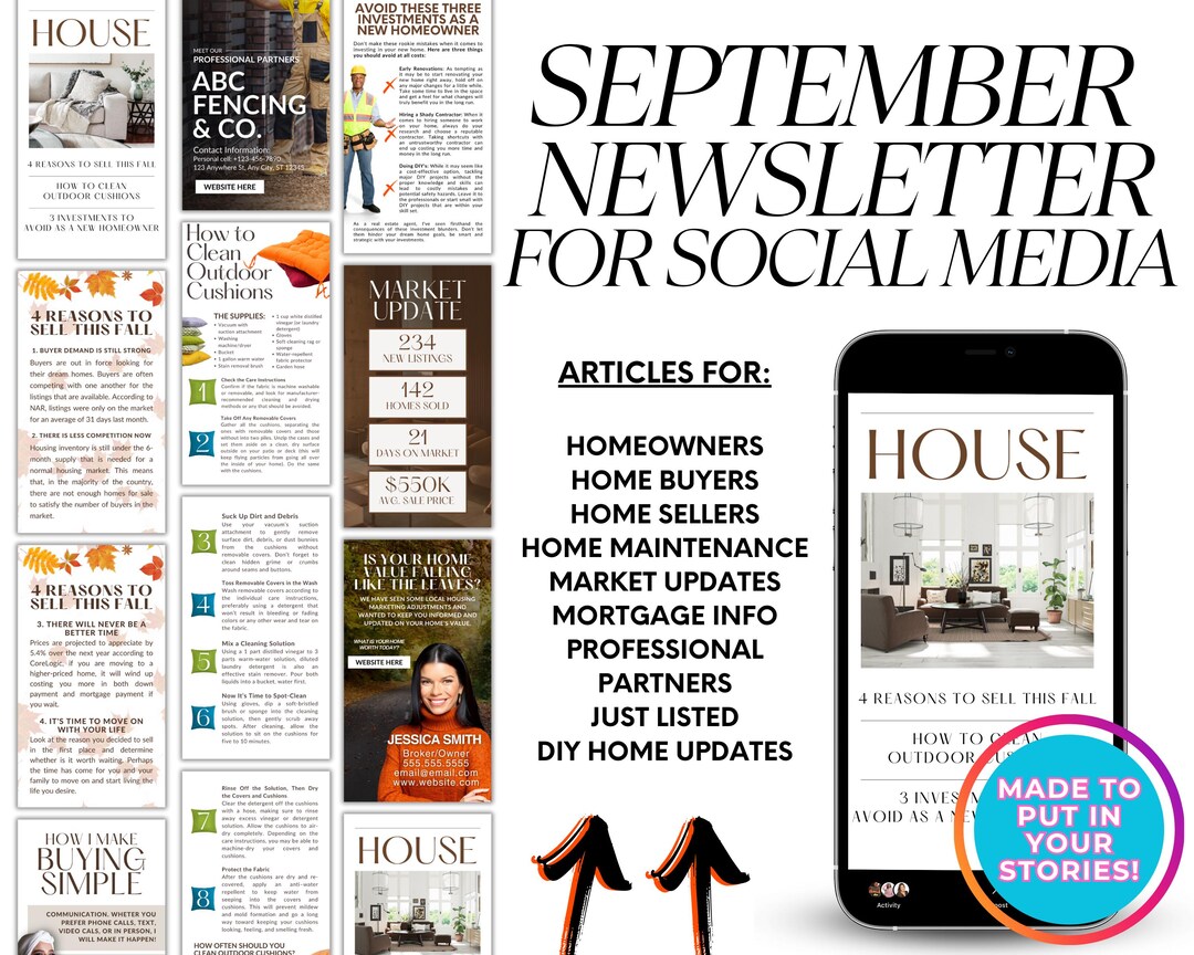 September Social Media Newsletter, Real Estate Newsletter, Realtor ...