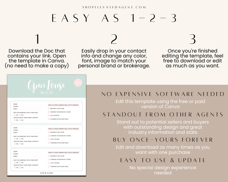 Editable Open House Sign in Sheet, Realtor Open House Form, Real Estate ...