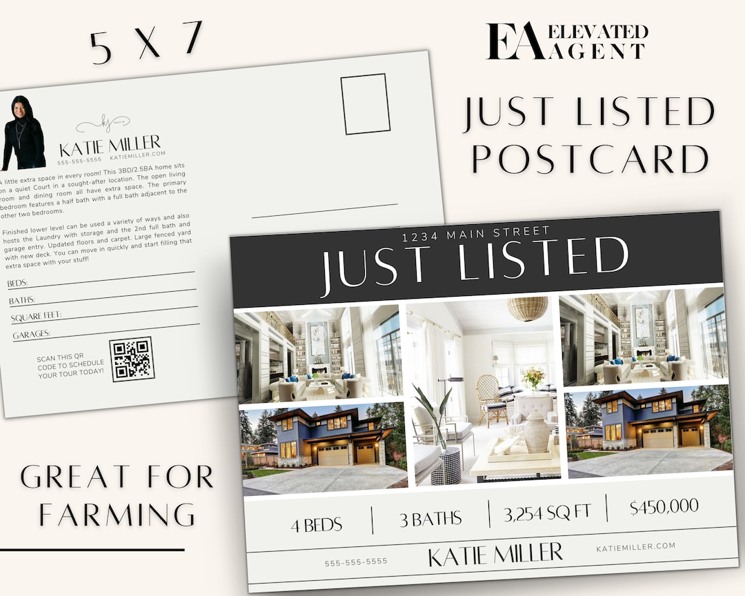 Just Listed Postcard, Just Sold Postcard, Realtor Postcard, Hello ...