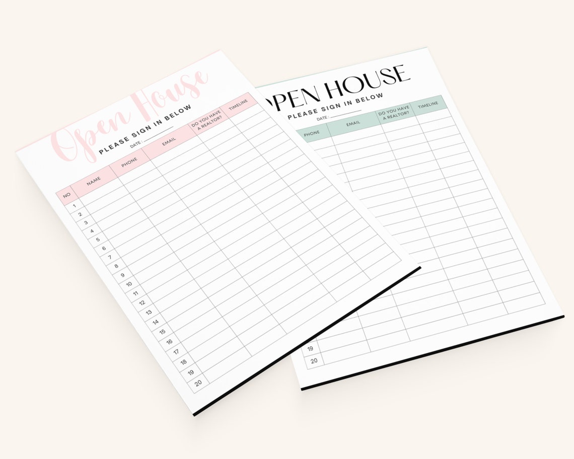 Editable Open House Sign in Sheet, Realtor Open House Form, Real Estate ...