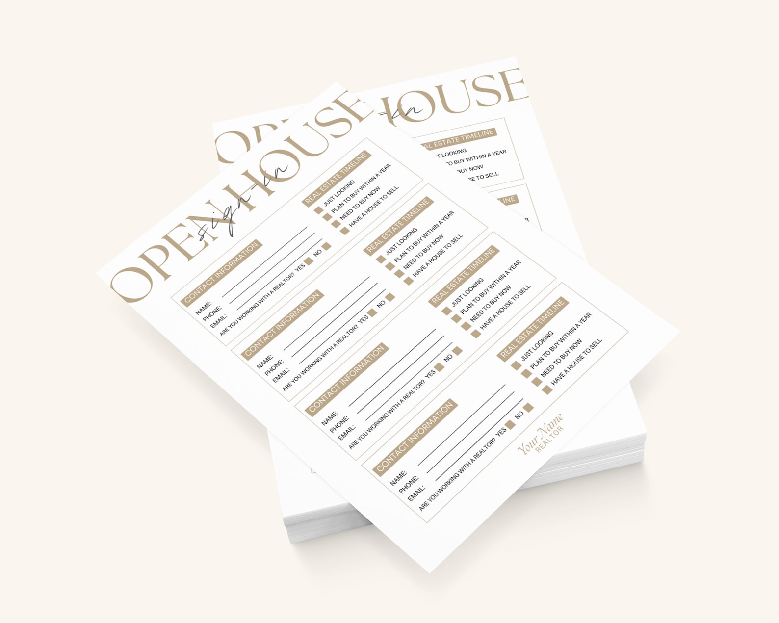 Open House Sign in Sheet, Editable Canva Template, Real Estate Open ...